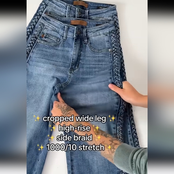 Judy Blue | Jeans | Judy Blue Braid Crop Wide Leg Jeans | Poshmark